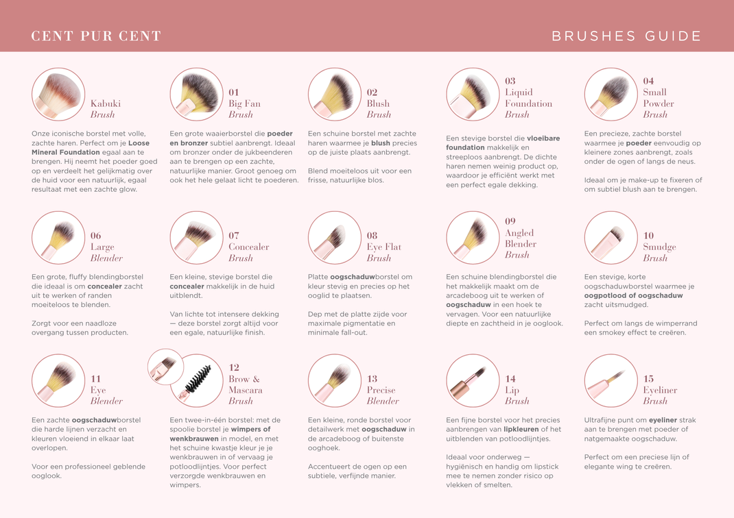Zo kies je de juiste make-up borstel voor elke toepassing. – Cent Pur Cent